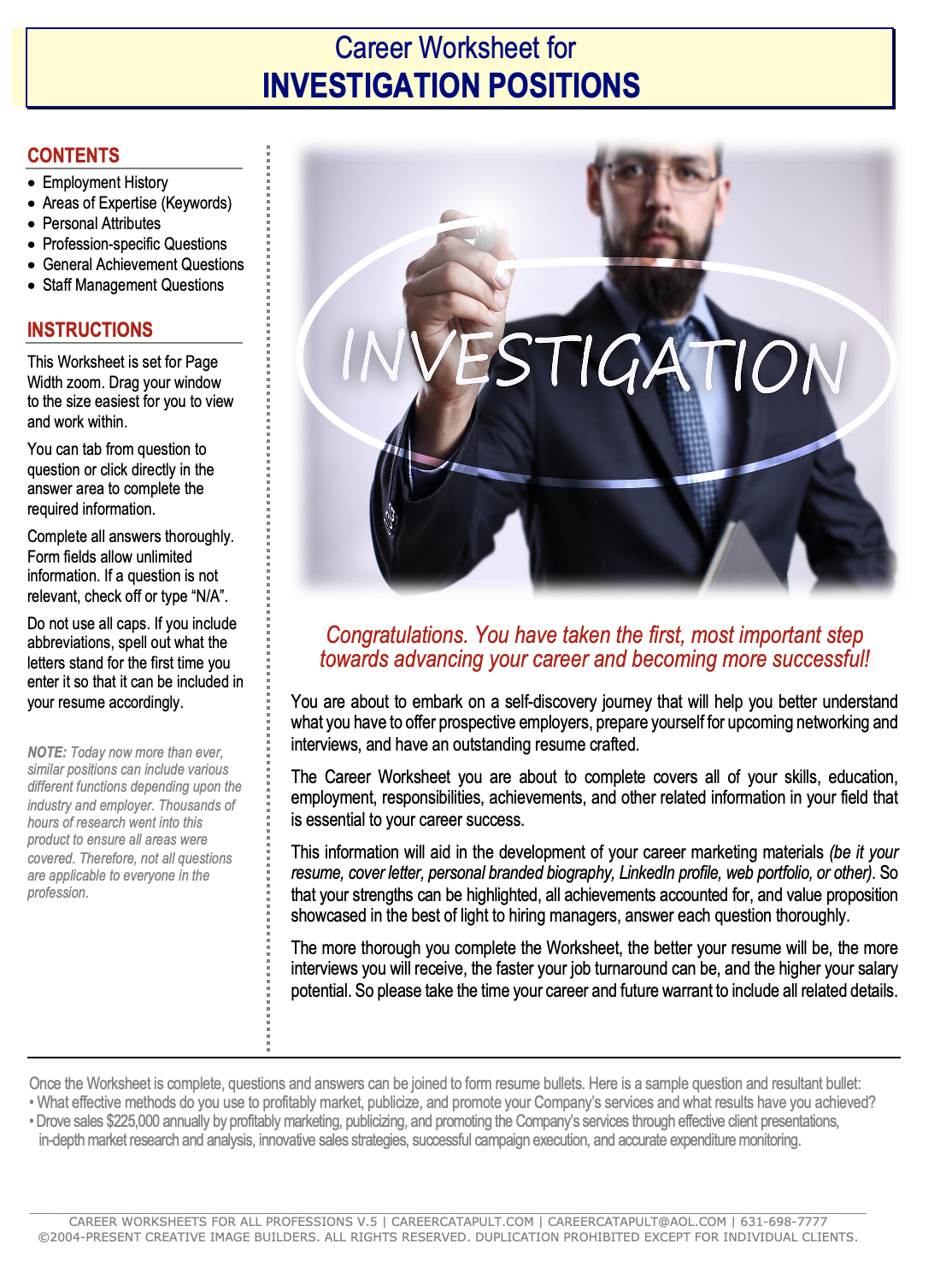 Insurance Investigations Career Worksheet - Simplifying the information ...
