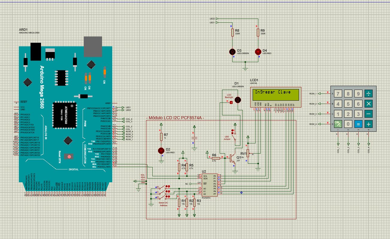 Simulación de Circuito Eléctrico - Arduino - Control de Acceso con Clave