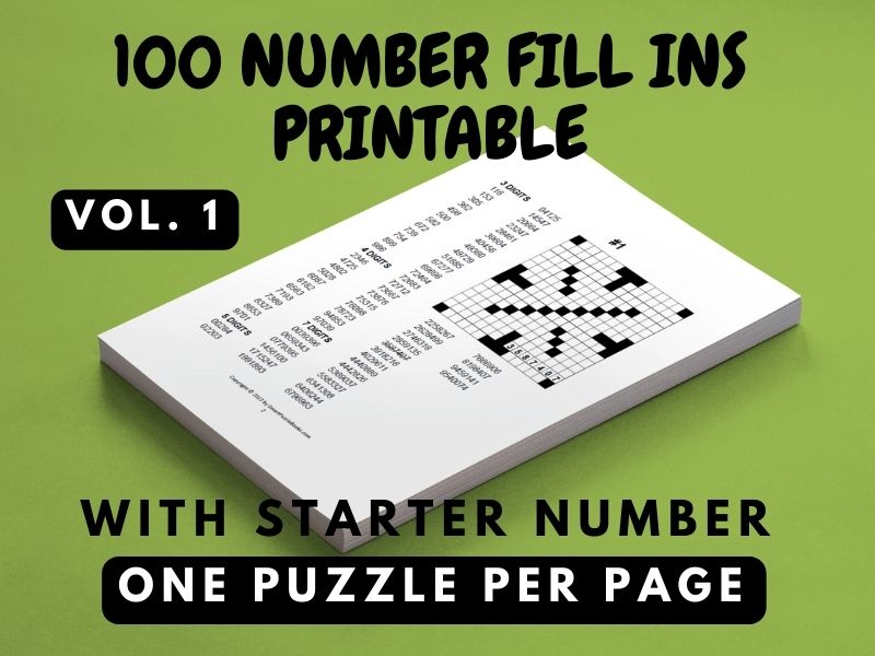 100 Number Fill Ins Printable vol. 1