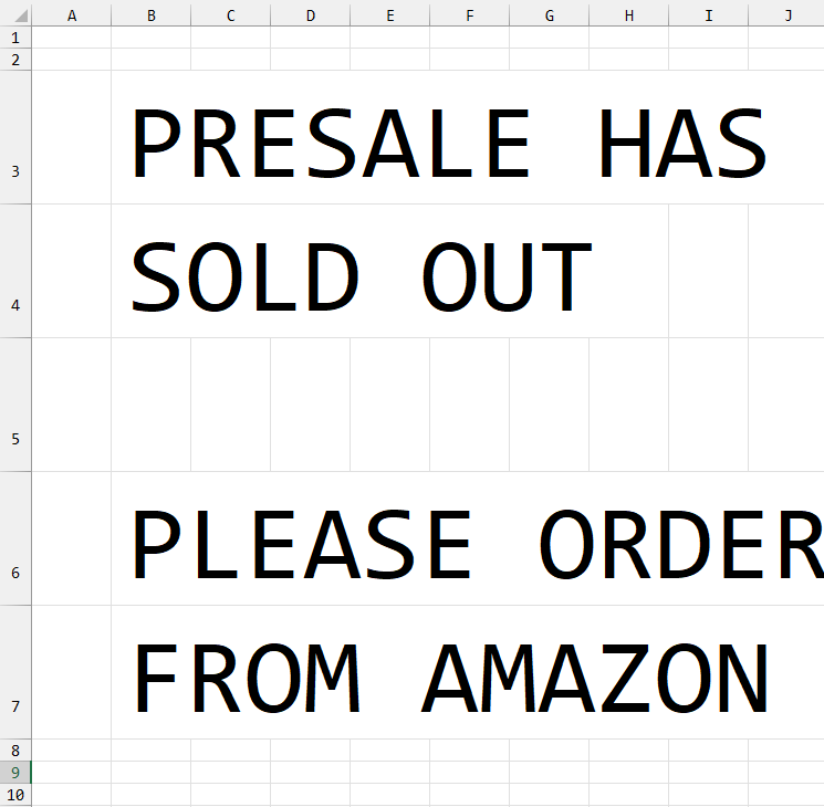 PRESALE IS SOLD OUT - Please Order From Amazon - We have sold out of ...