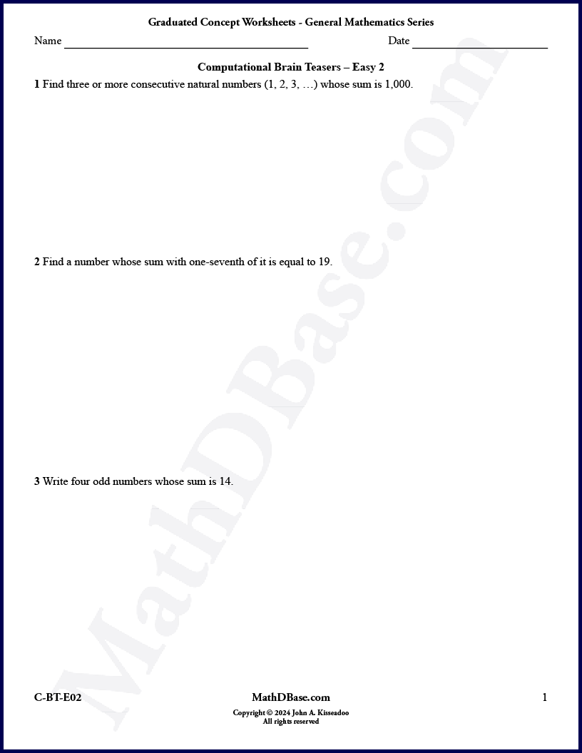 Computational Brain Teasers 2 Easy 2