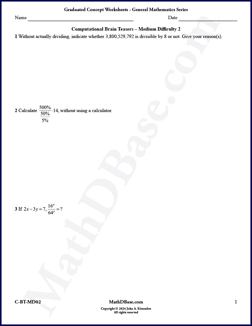 Computational Brain Teasers 5 Medium Difficulty 2
