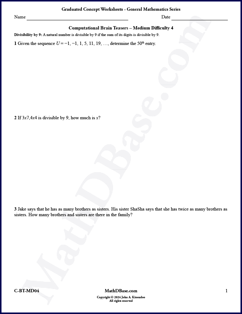 Computational Brain Teasers 7 Medium Difficulty 4