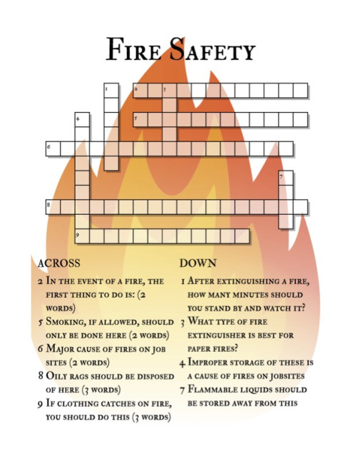 Fire Safety (Basic) Crossword Puzzle and Answer Key