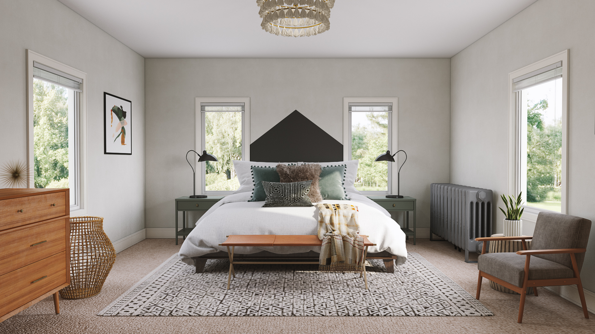 Bohemian, Midcentury Modern, Scandinavian Bedroom Design by Havenly ...