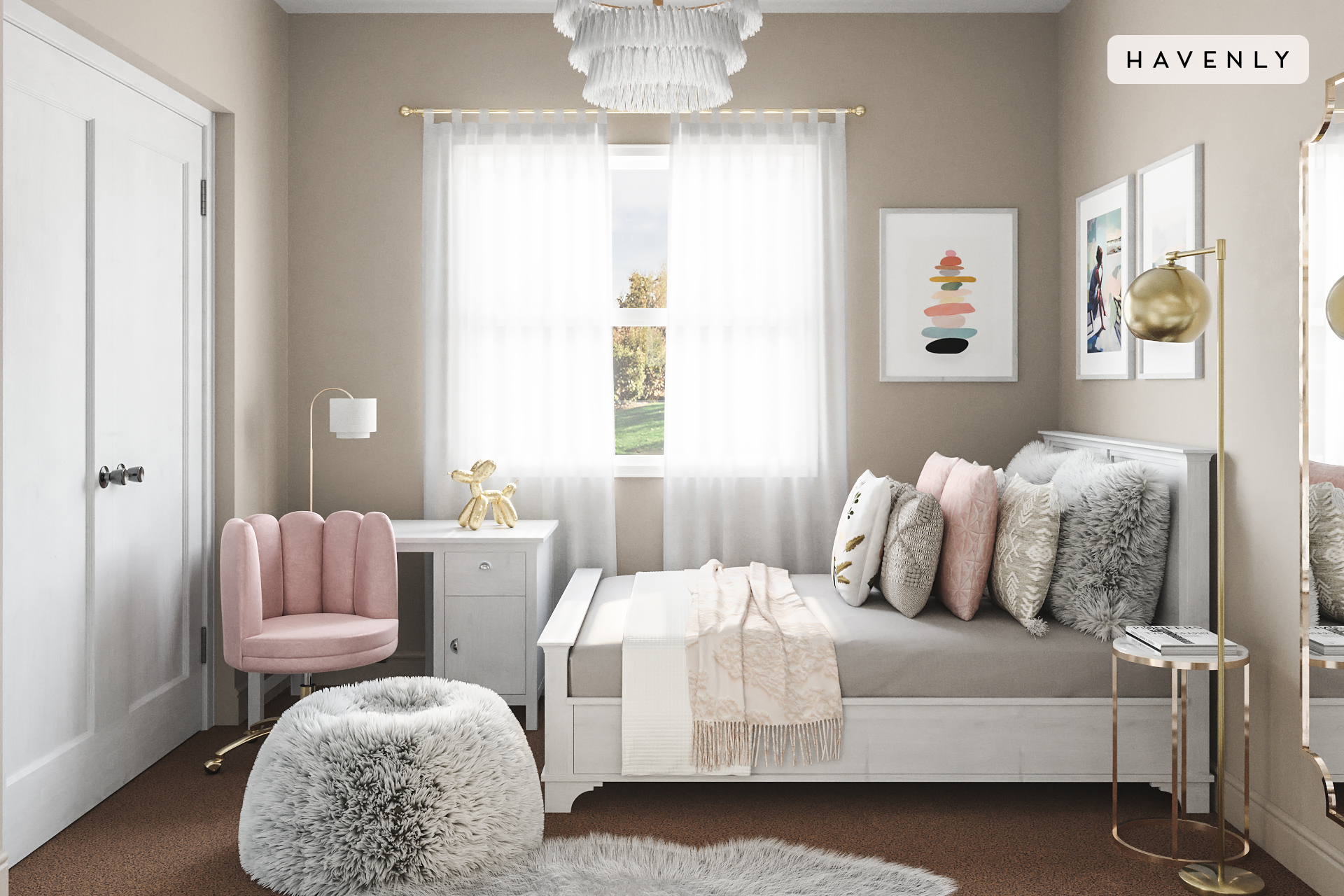 Glam, Preppy Bedroom by Catrina | Havenly