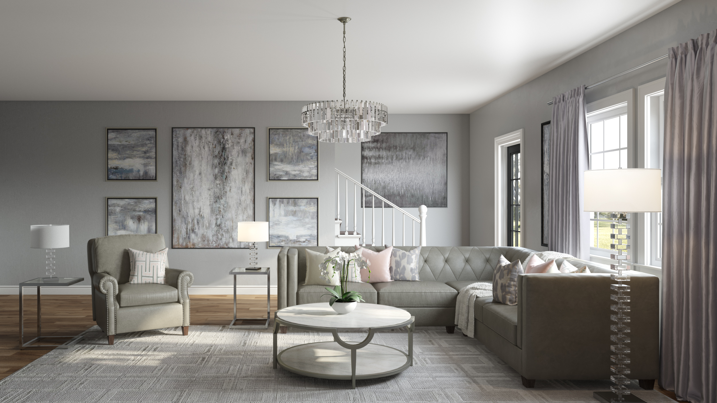 Transitional Living Room with Classic, Glam Design by Kacie | Havenly
