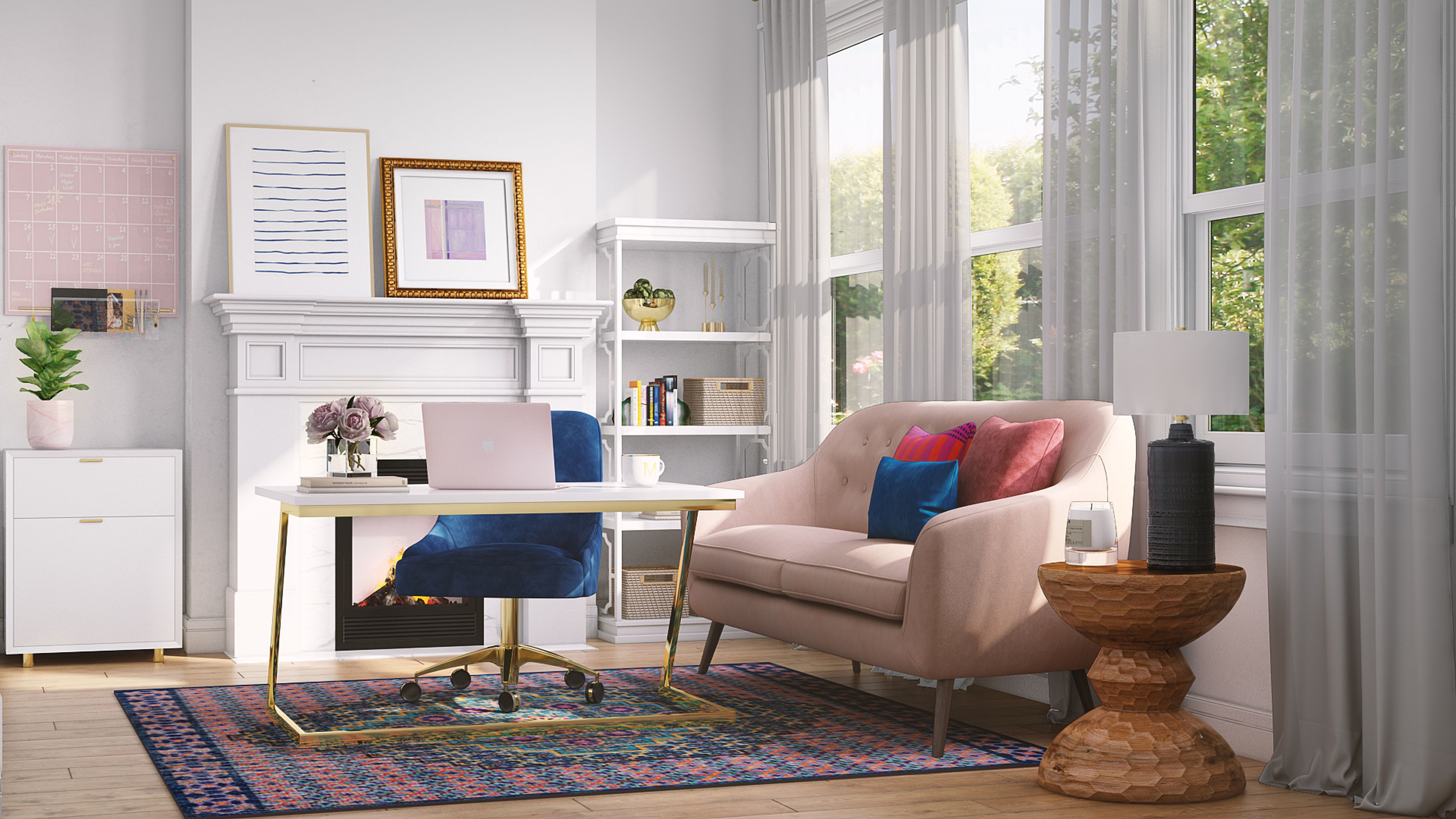 Bohemian, Preppy Office by Lilly | Havenly