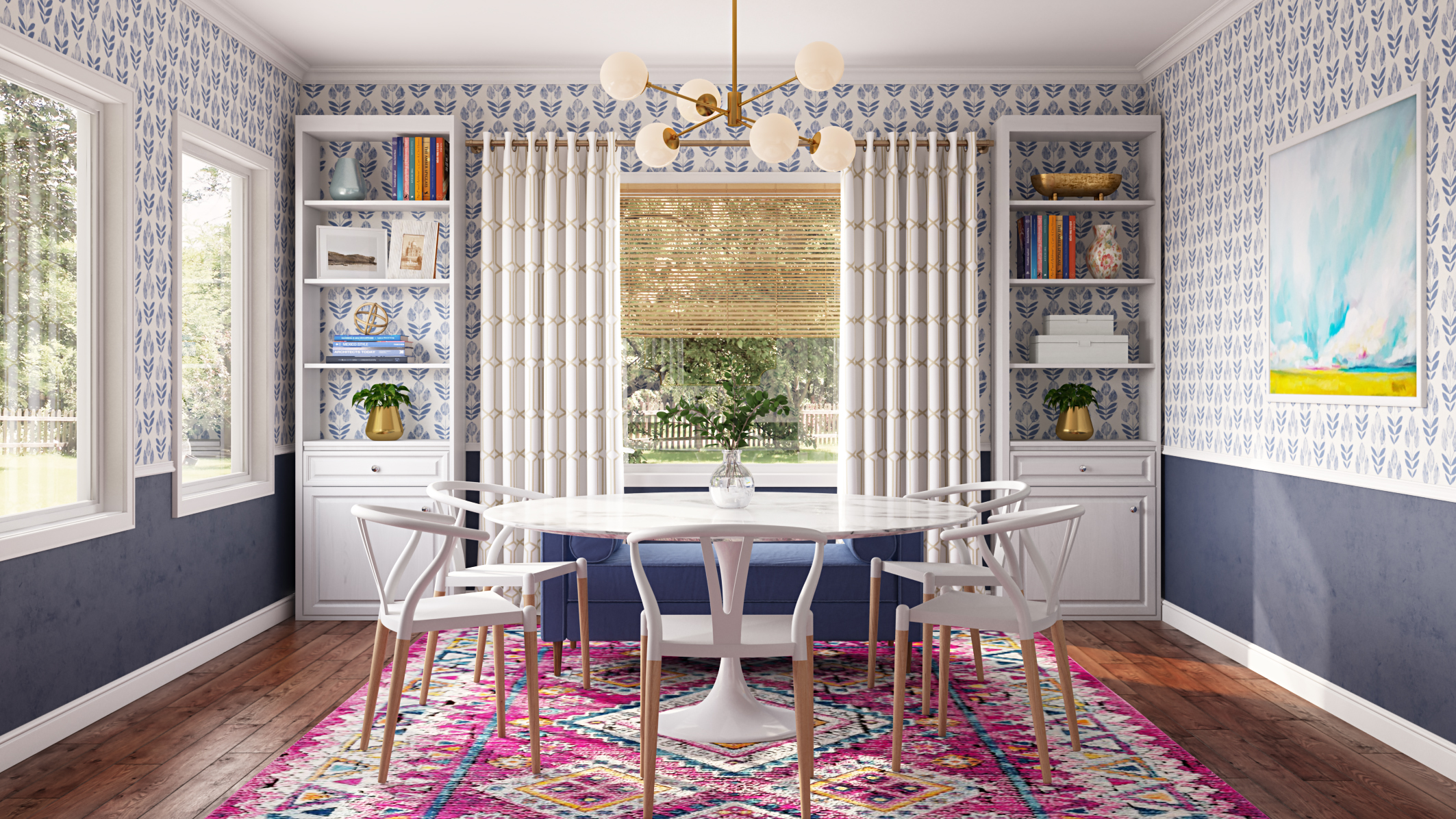 Contemporary, Modern, Eclectic, Preppy Dining Room by Tara | Havenly