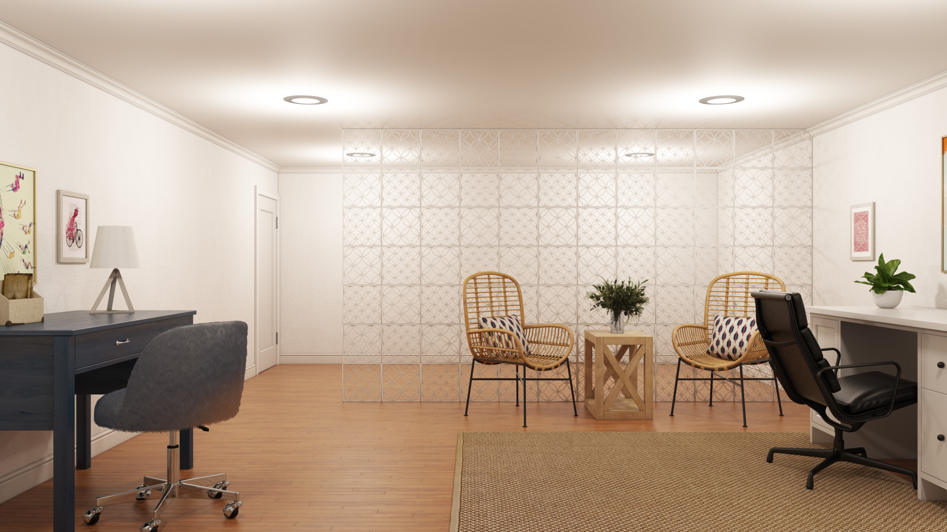 Coastal, Farmhouse, Transitional, Preppy Office by Susan | Havenly