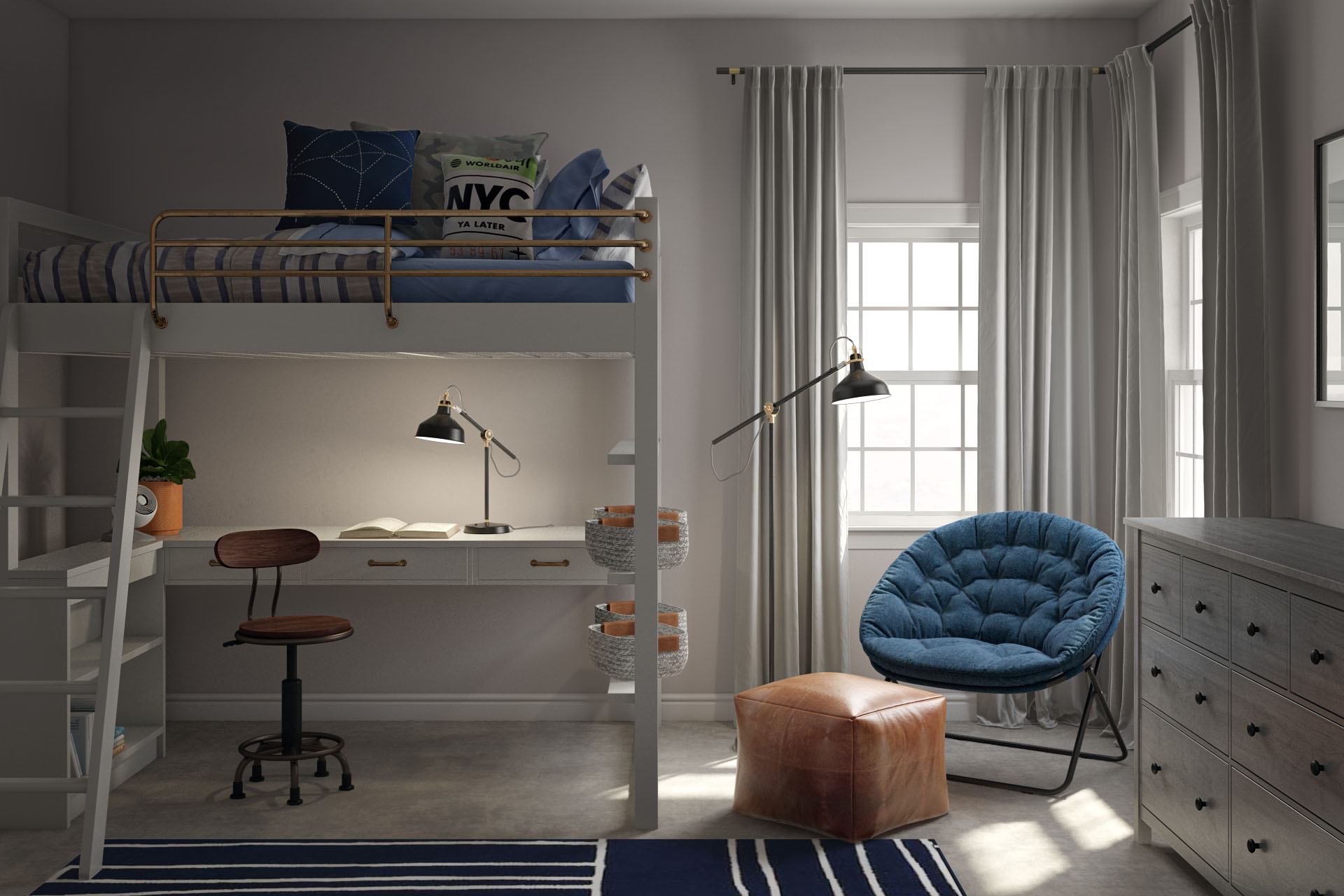 Midcentury Modern, Preppy Children's Room by Isabella | Havenly