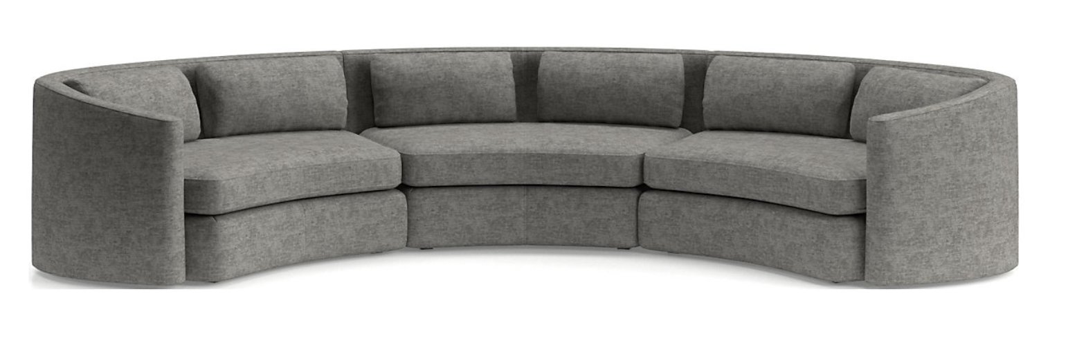 Nouveau 3-Piece Curved Sectional Sofa - Crate and Barrel | Havenly