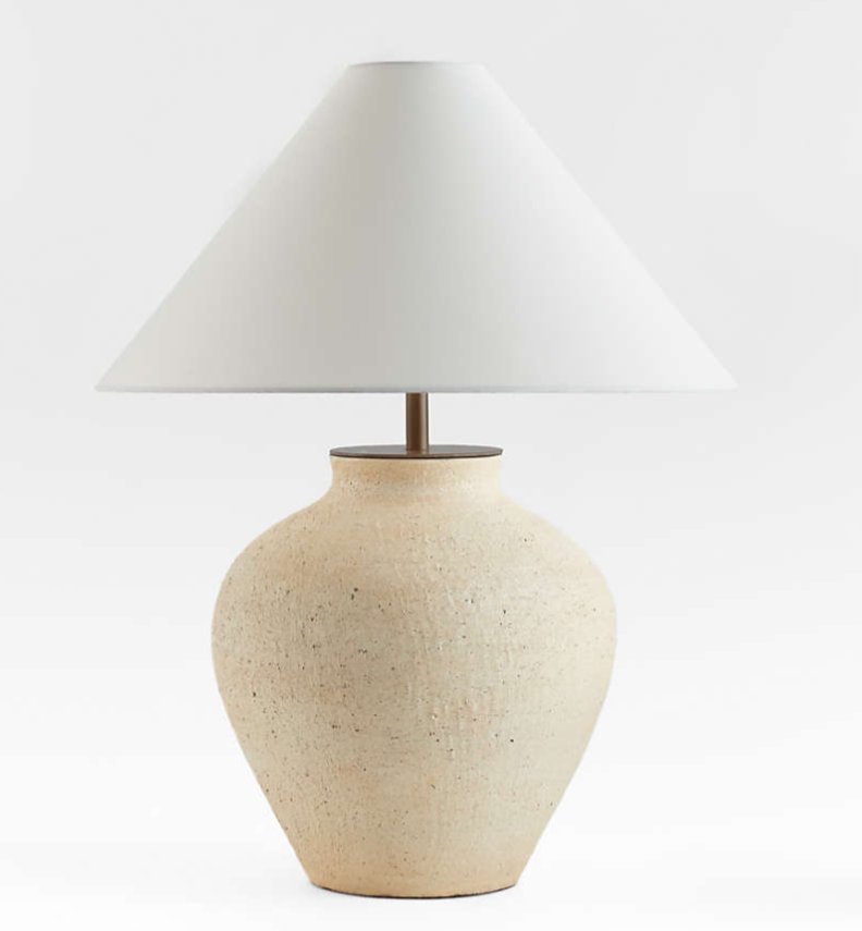 Corfu Cream Table Lamp with Linen Taper Shade - Crate and Barrel | Havenly