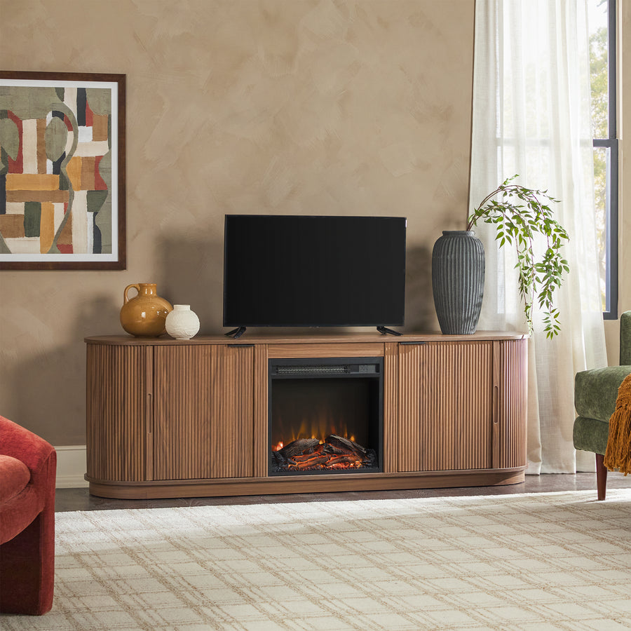 Chloe Modern Scandinavian Reeded Fireplace TV Stand in 2 sizes - Walker ...