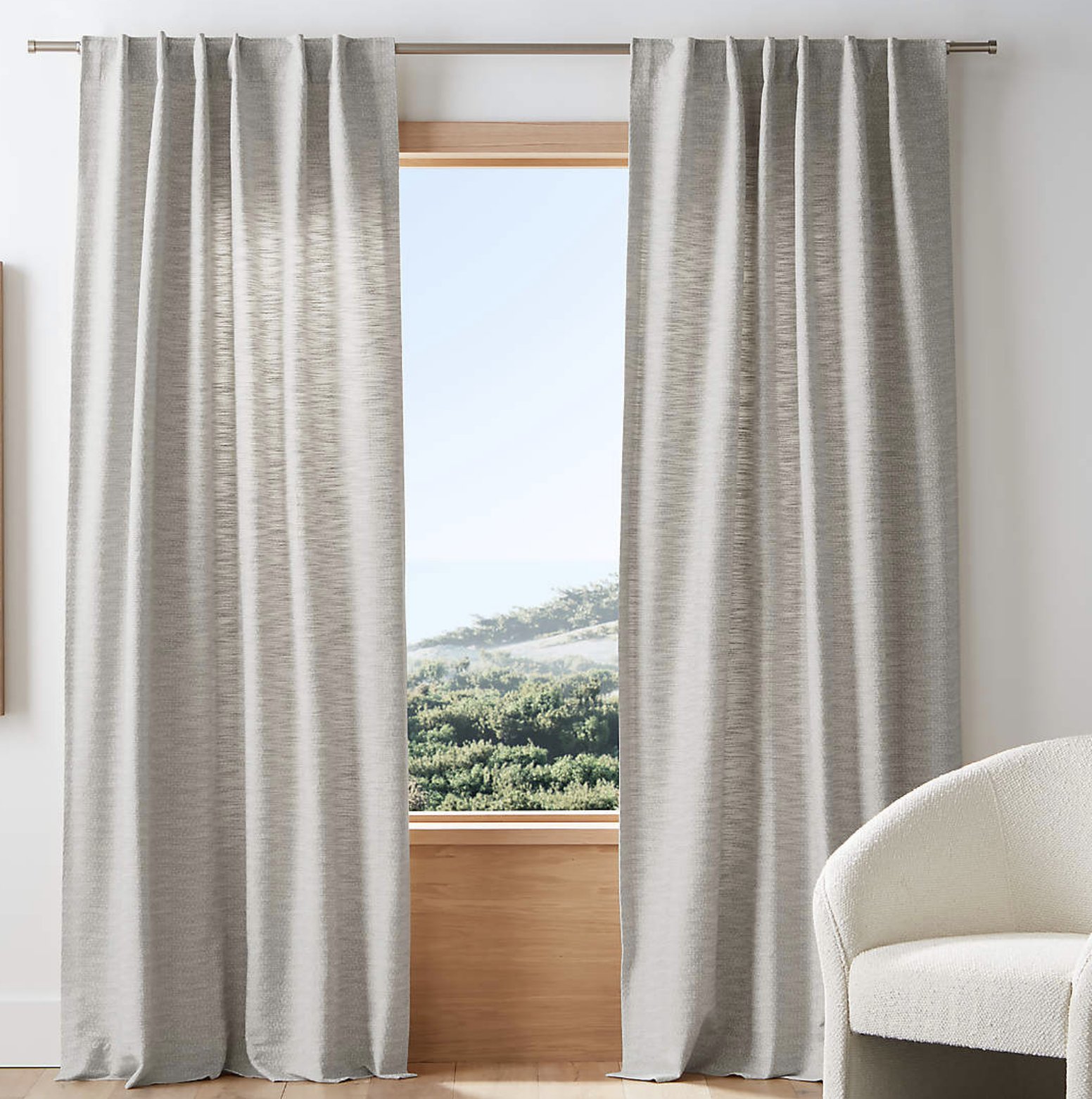 Desmond Cotton Pebble Grey Window Curtain Panel with Lining 52"x84 ...