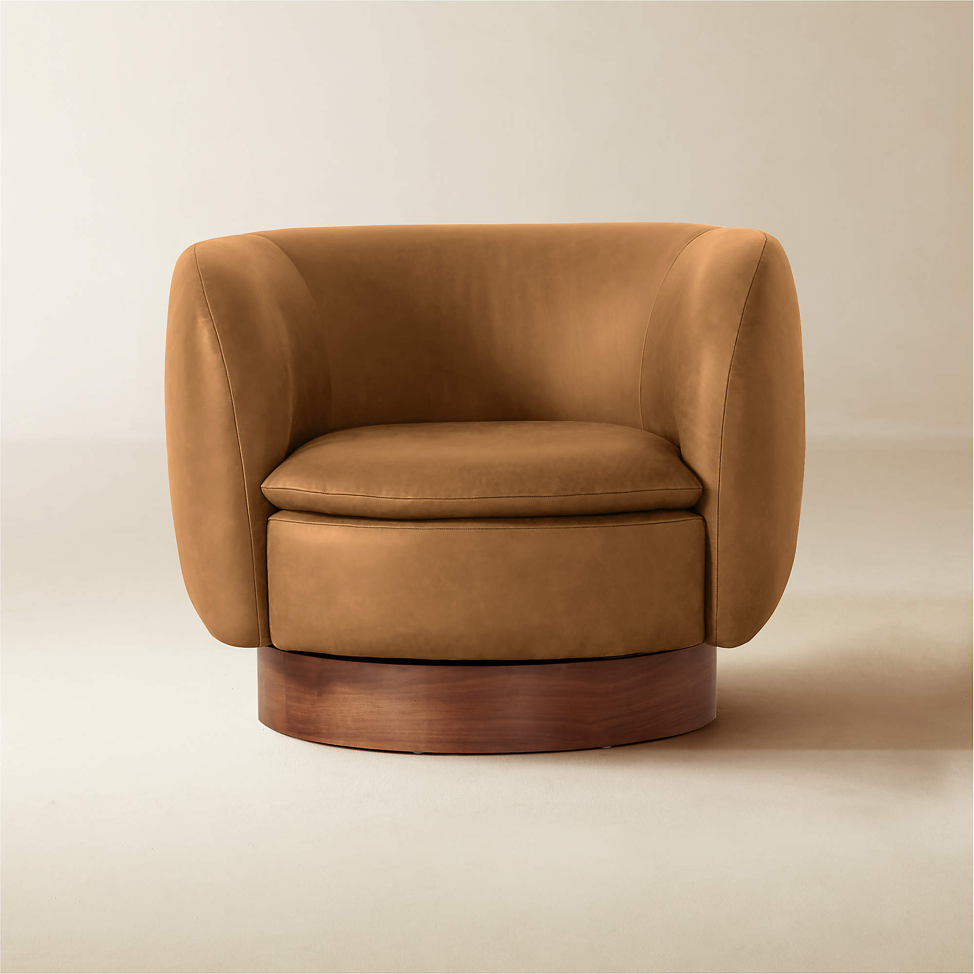 Muir Brown Leather Swivel Chair - CB2 | Havenly