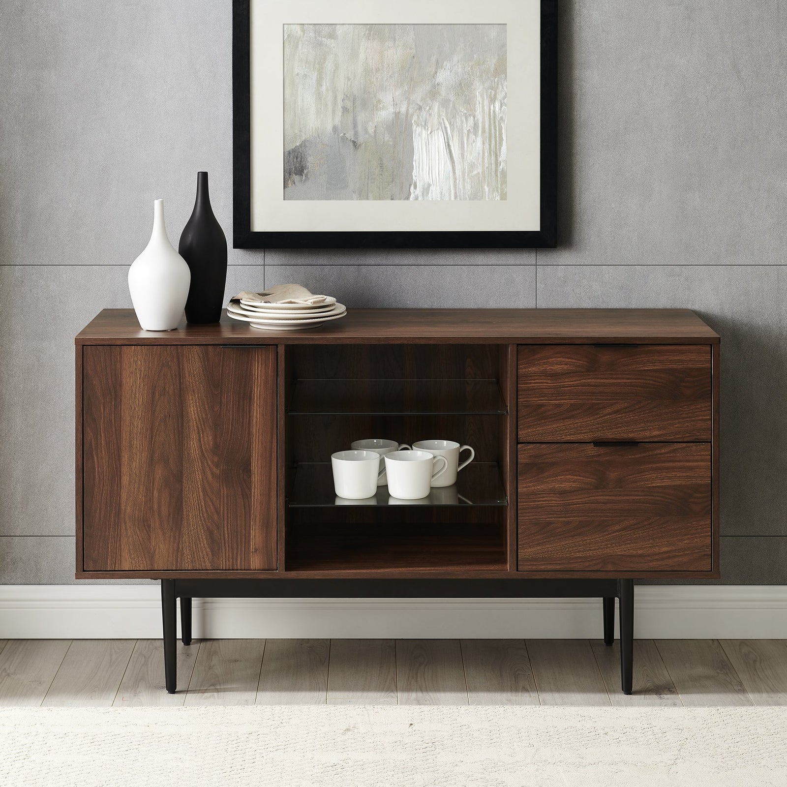 Astor 52" Modern 2 Drawer Lifted Sideboard - Dark Walnut - Walker ...