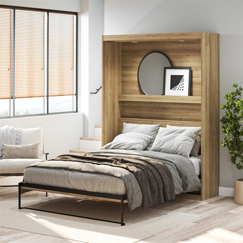 Impressions Murphy Bed with Gallery Shelf Touch Sensor LED Lighting Wayfair Havenly