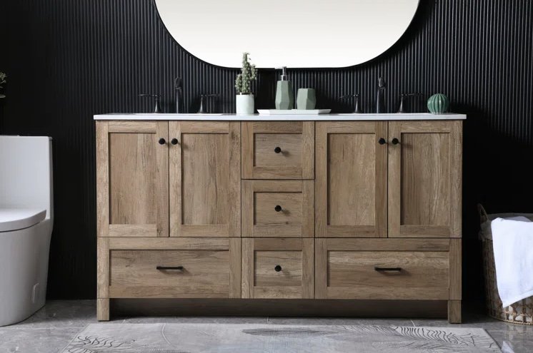 Amely 60'' Double Bathroom Vanity with Engineered Marble Top - Wayfair ...