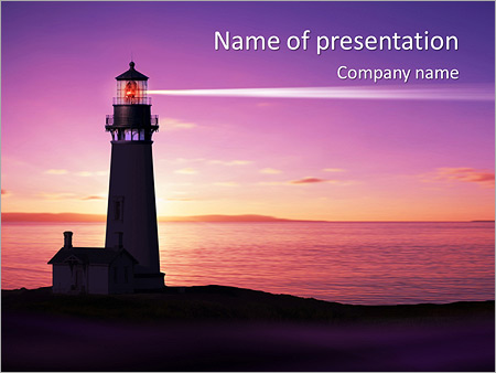 Lighthouse At Sunset PowerPoint Template & Backgrounds ID 0000005098 ...
