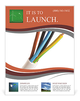 Closeup of a electric cable on a white background Flyer Template ...