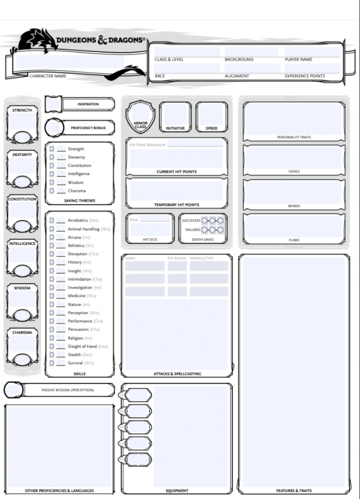 A Guide To DND Character Sheet For Beginners