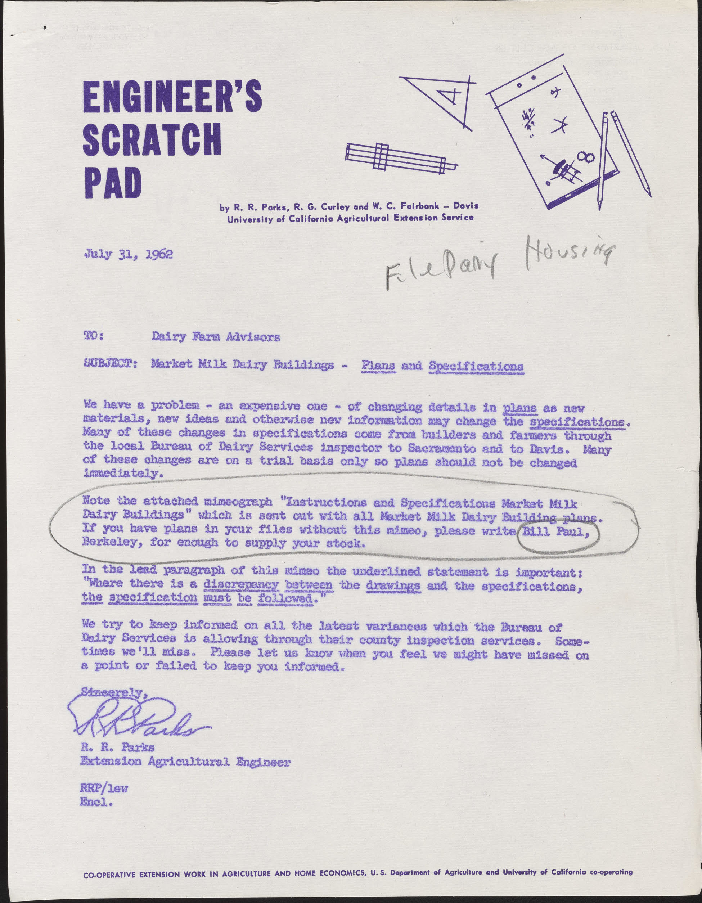 Engineer's scratch pad--market milk dairy buildings-plans and ...