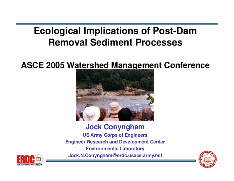 Ecological Implications of Post-Dam Removal Sediment Processes — Calisphere