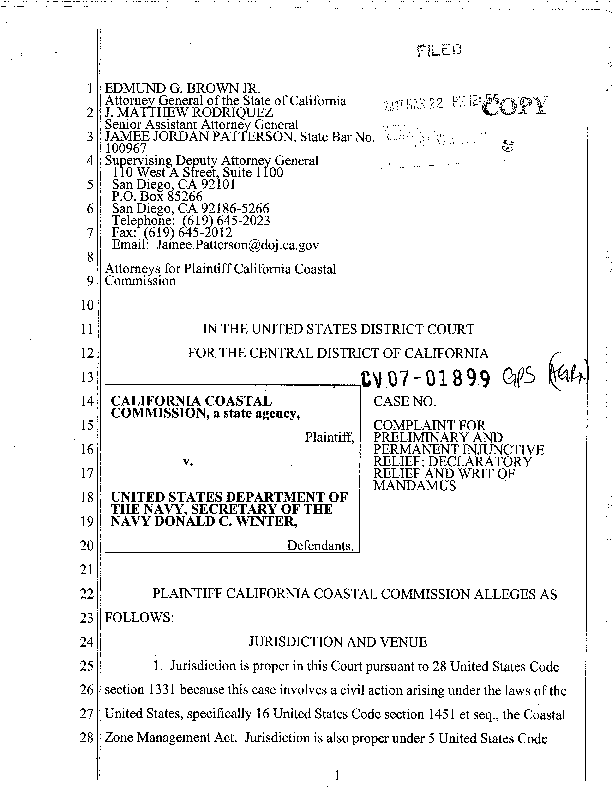 Complaint for preliminary and permanent injunctive relief ; declaratory ...