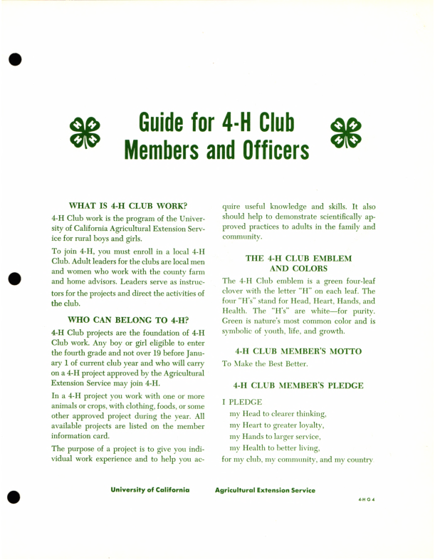 Guide for 4-H club members and officers — Calisphere