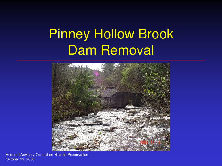 Pinney Hollow Brook Dam Removal — Calisphere