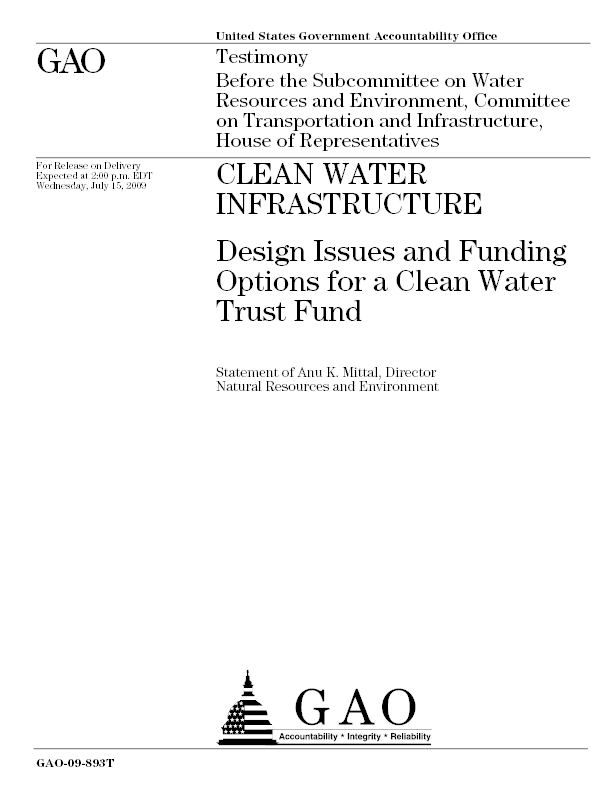 Clean water infrastructure: design issues and funding options for a ...