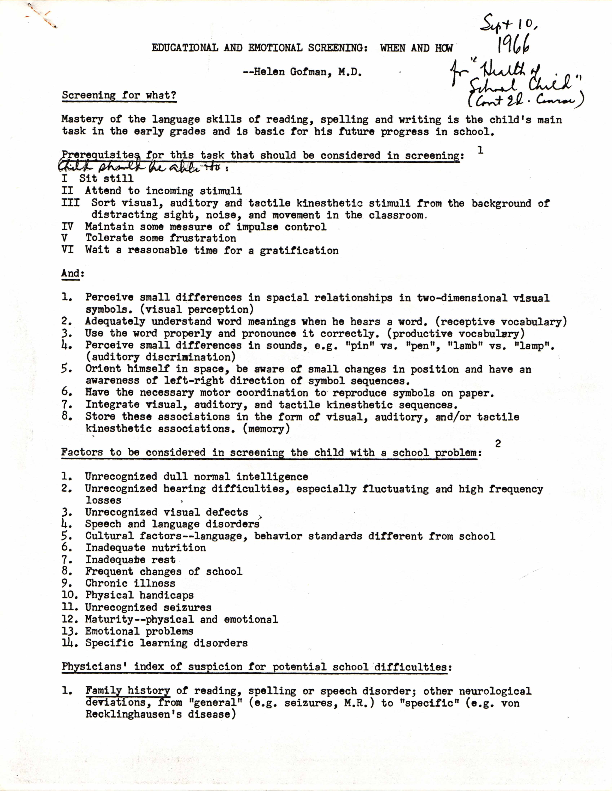 Gofman's correspondence on CSU Crisis, 1981-1982; Teaching examples ...