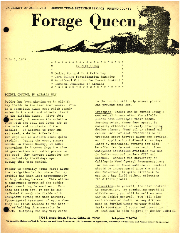 Forage queen: dodder control in alfalfa hay; corn silage fertilization ...