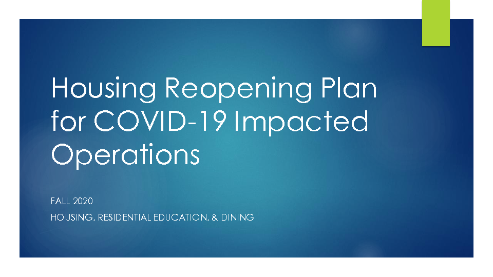 Housing Dining Reopening Plan — Calisphere
