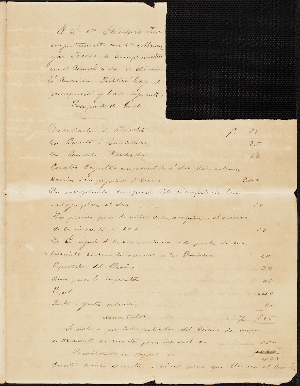 Handwritten, financial document by Heraclio Roman Benitez — Calisphere