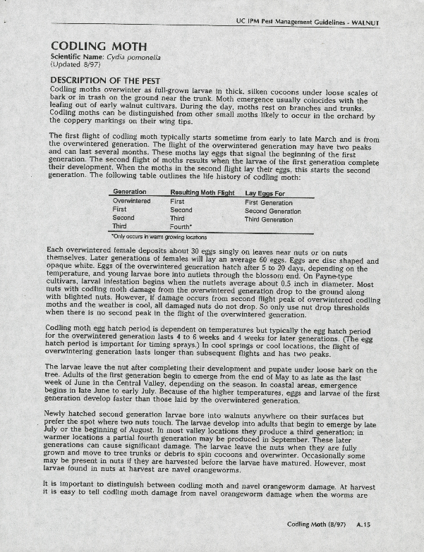 UC IPM pest management guidelines: codling moth — Calisphere