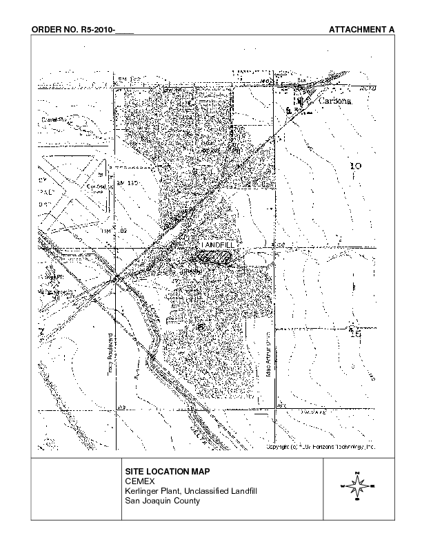 Site location map, CEMEX, Kerlinger Plant, unclassified landfill, San ...