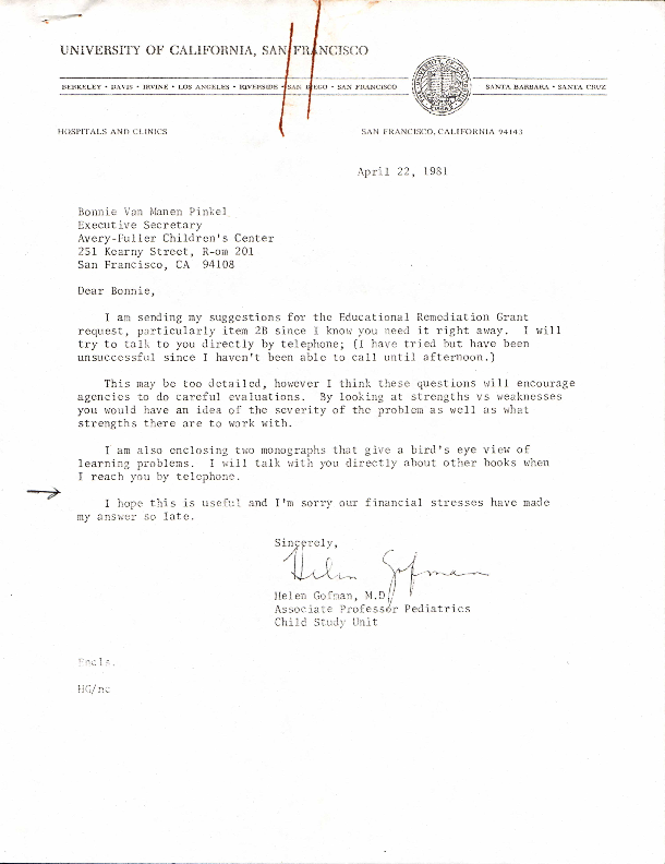 Gofman's correspondence on CSU Crisis, 1981-1982; Teaching examples ...