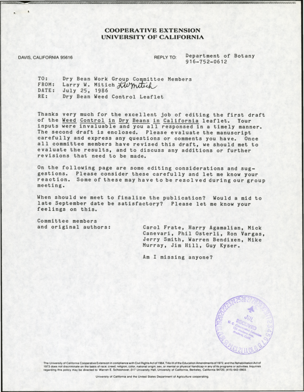 Weed control in dry beans in California leaflet — Calisphere