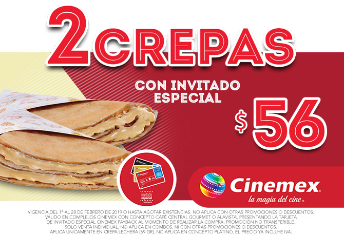 Promociones Cinemex Febrero 2019 con monedero Invitado Especial Payback