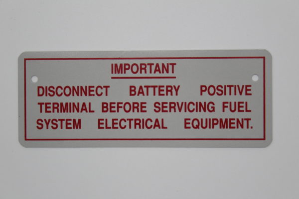 206 | Battery Disconnect Tag | Kilimanjaro Designs