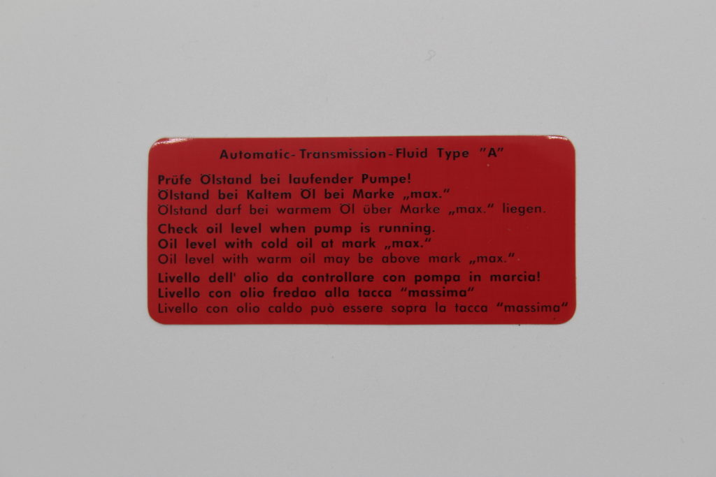 91I | Red 83 x 35 automatic transmission fluid sticker | Kilimanjaro ...