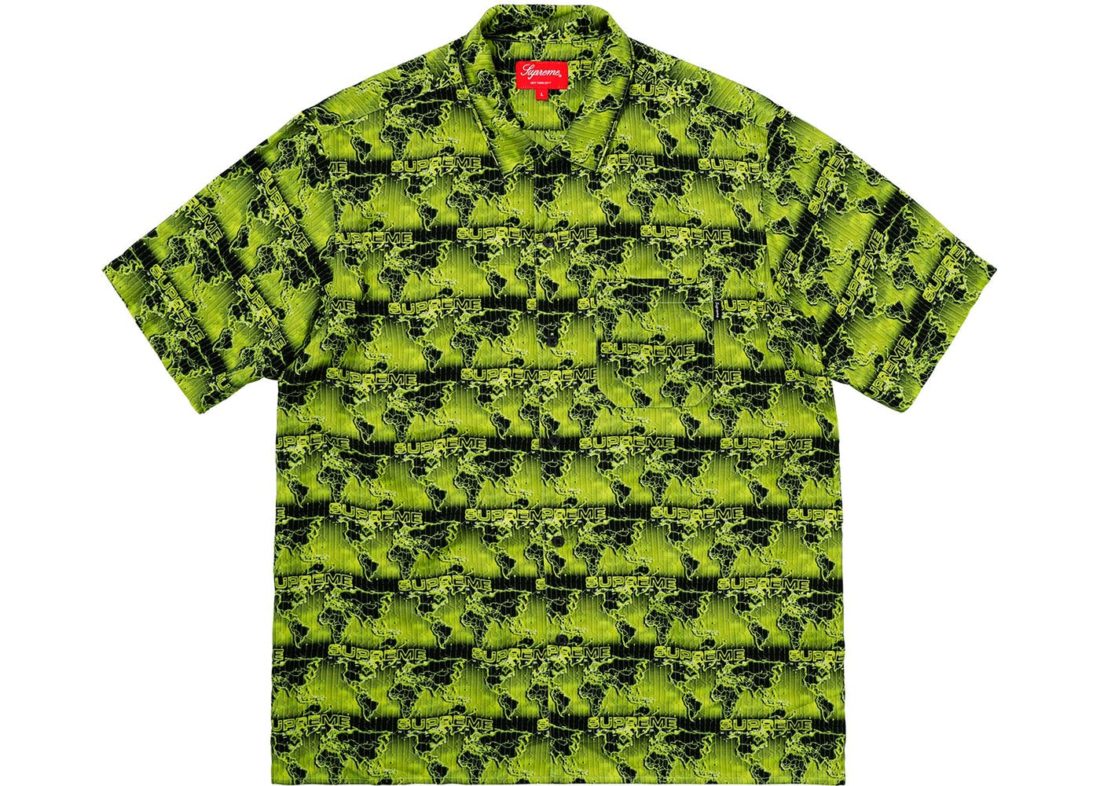 Supreme World Famous Rayon Shirt Acid Green Spring/Summer 2018
