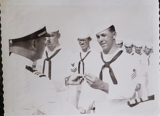 Dolphins presented by LCdr Nordan, Captain, USS Picuda SS-382 on 0 ...