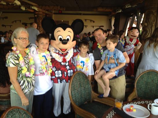 Sandy, Tristan, Mickey Mouse, Brandon, Cody and Ryan at Disney World, Fl