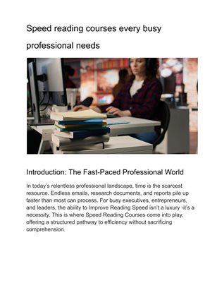 Speed reading courses every busy pro… | MagCloud