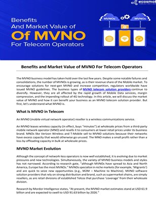 Ecosmob Technologies | Benefits and Market Value of MVNO Fo… | MagCloud