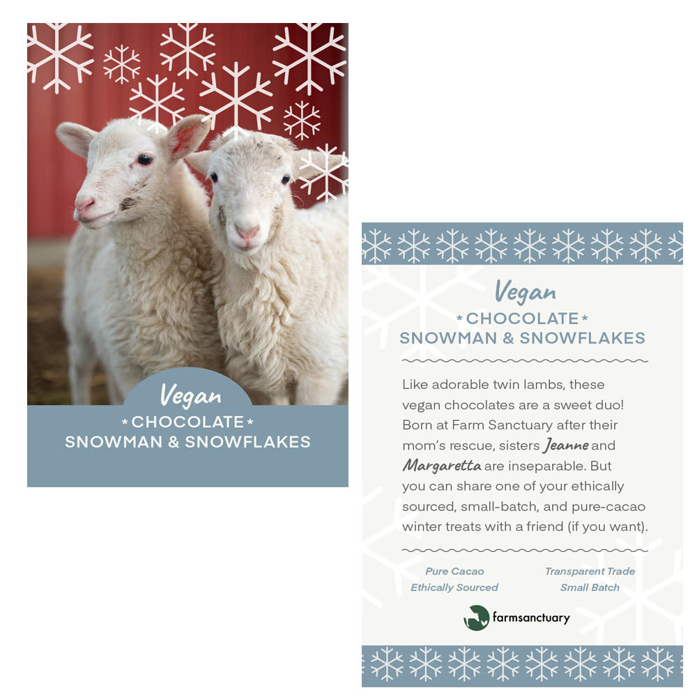 Vegan Chocolate Snowman & Snowflakes - 200797 | Farm Sanctuary