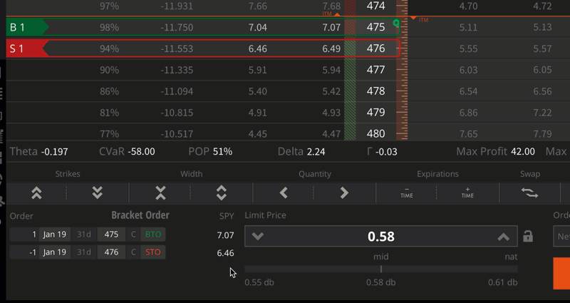 Adjusting option order quantity for ratio spreads at tastytrade